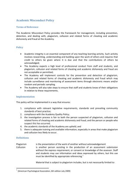 Academic Misconduct Policy