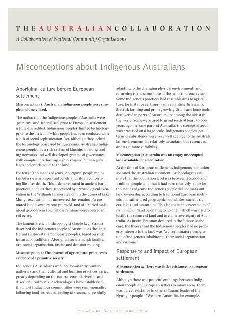 Misconceptions about Indigenous Australians - The Australian ...