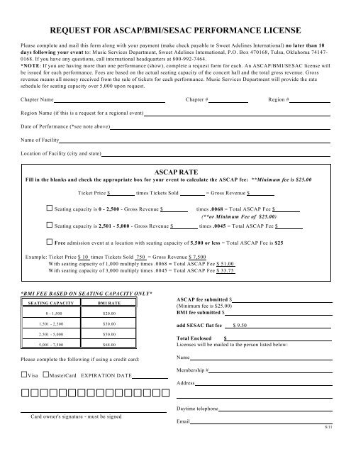 BMI/ASCAP Request Form - Region 21