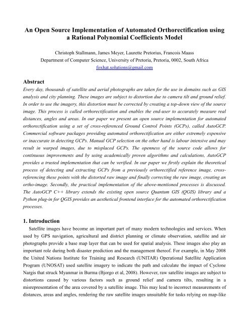 An Open Source Implementation Of Automated Orthorectification