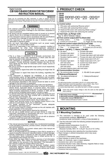cb100/cb400/cb500/cb700/cb900 instruction ... - rkc instrument inc.