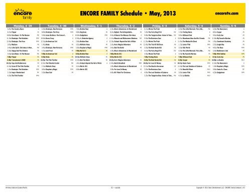ENCORE FAMILY Schedule - May, 2013 - Starz