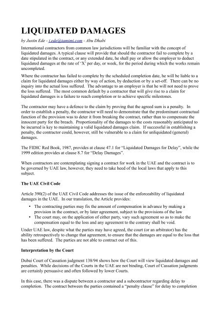 LIQUIDATED DAMAGES - The Lawyer