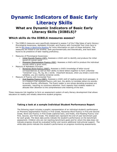 Dynamic Indicators of Basic Early Literacy Skills