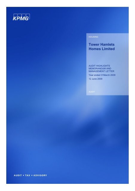 Item 7 - KPMG Audit Highlights Memo - Tower Hamlets Homes