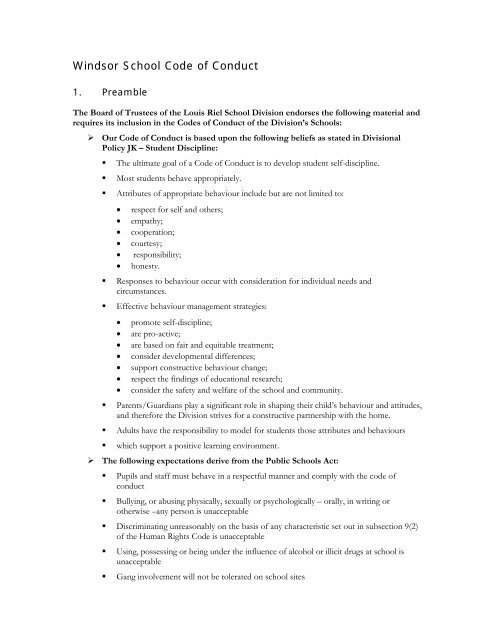 Code of Conduct - Louis Riel School Division