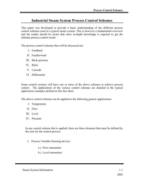 Industrial Steam System Process Control Schemes - Swagelok ...