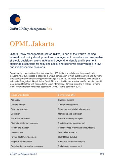 In Focus: OPML Jakarta - Oxford Policy Management