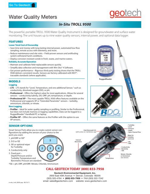 In-Situ TROLL 9500 Specifications - Geotech Environmental ...