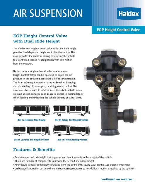 EGP Height Control Valve with Dual Ride Height - Haldex