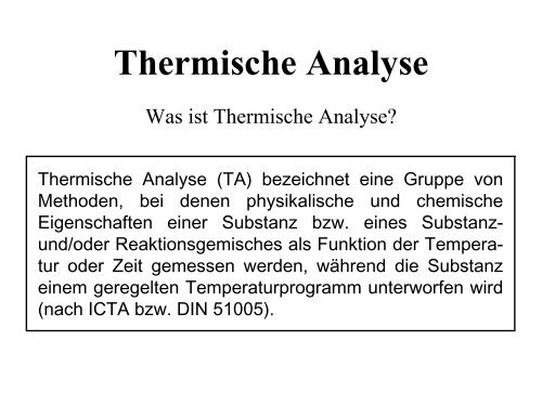 Thermische Analyse - Chemie