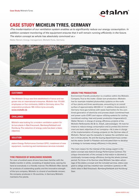 CASE STUDY MICHELIN TYRES, GERMANY - etalon