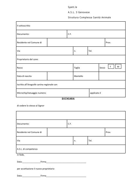 Il sottoscritto Documento - ASL n.3 Genovese