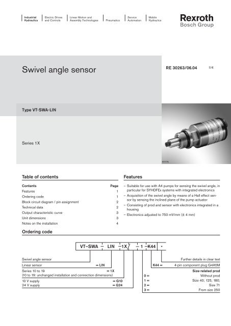 Swivel angle sensor