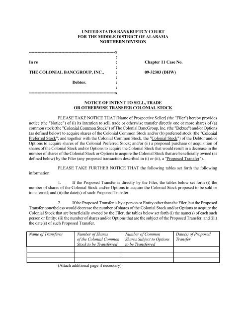 Notice of Intent to Sell, Trade or Otherwise Transfer Colonial Stock.pdf