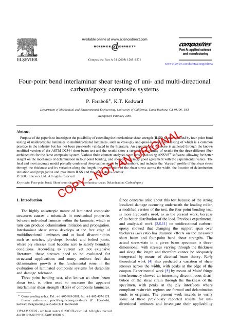 Four-point bend interlaminar shear testing of uni- and multi ...