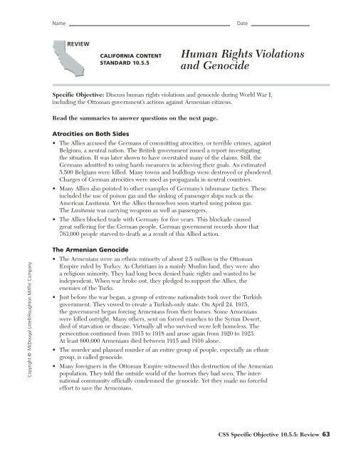 Human Rights Violations and Genocide - La Habra High School