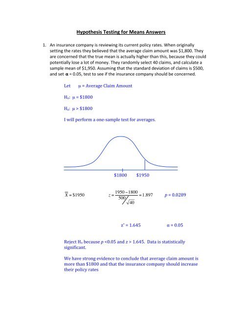 2 Hyp Testing For Means Answers 5495