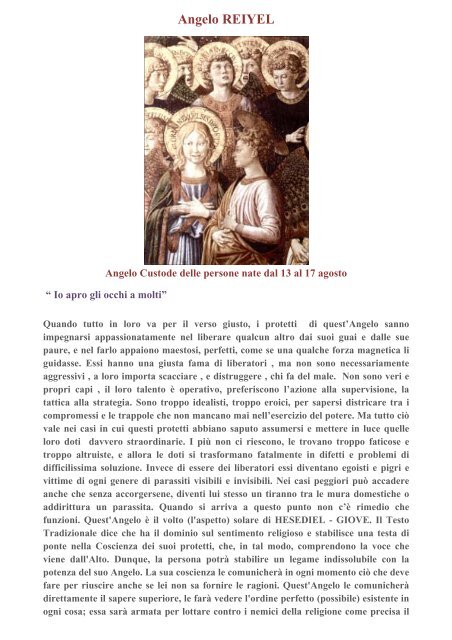 Angelo REIYEL - Sotto le ali degli Angeli