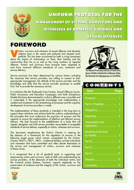 Uniform Protocol for the Management of Victims, Survivors and ...