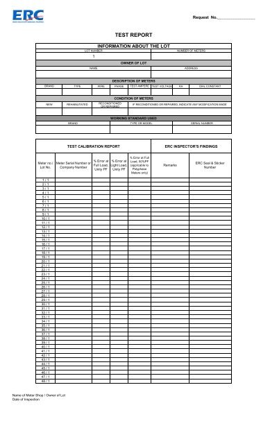 test report form