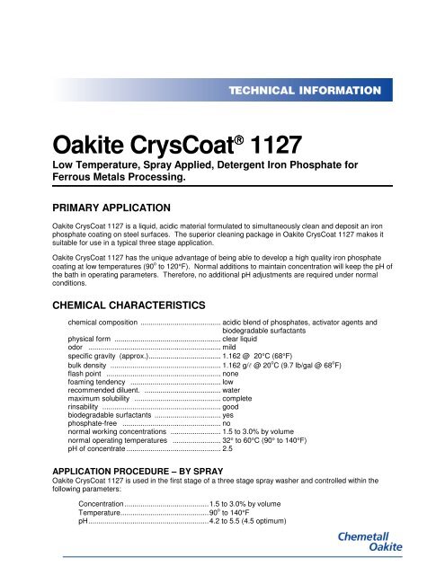 Oakite CrysCoatÂ® 1127 - Super Kleen Direct