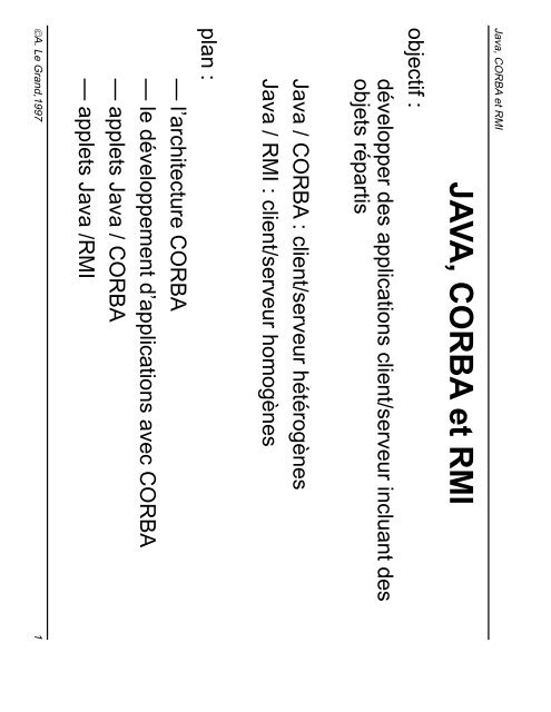 CORBA, Java et RMI CORBA, Java et RMI