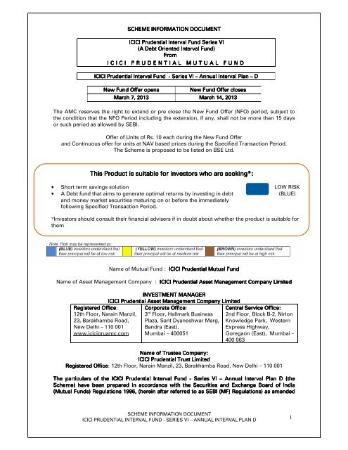 ICICI Prudential Interval VI Annual Plan D - Prudential ICICI Asset ...