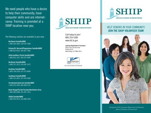 SHIIP Volunteer Brochure - Louisiana Department of Insurance