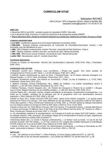 TÃ©lÃ©charger le CV - La Poste