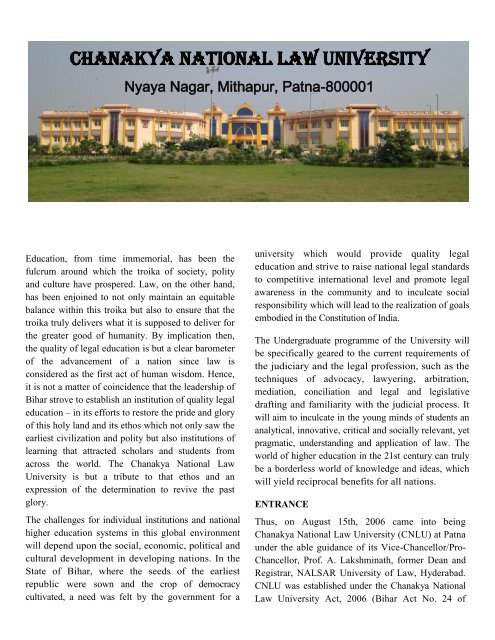 CNLU Brochure - Chanakya National Law University