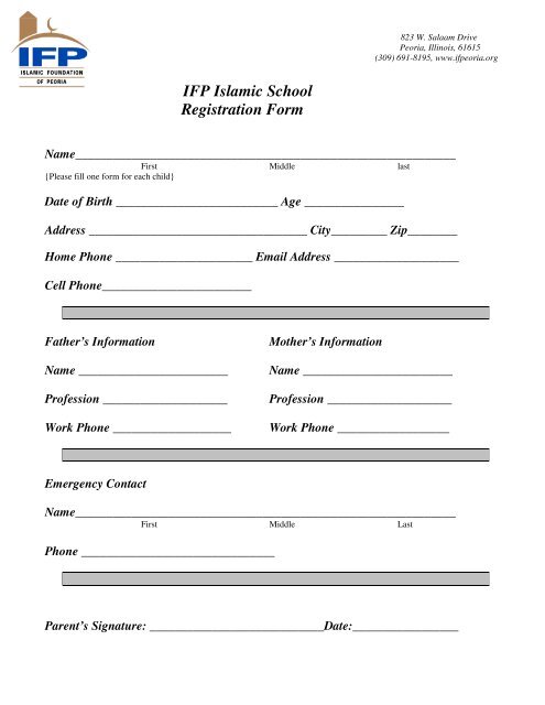 Sample Class Registration Forms