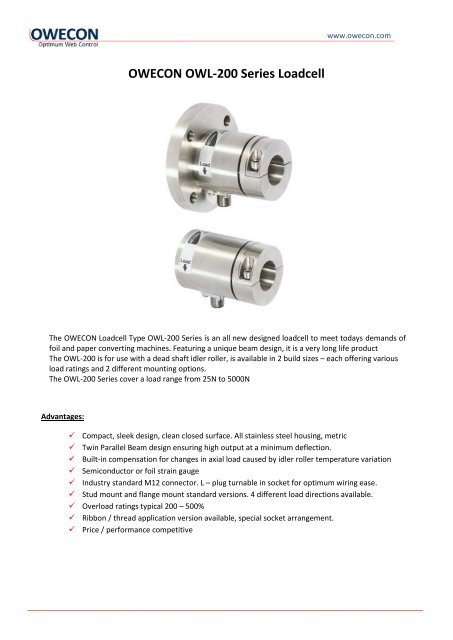 OWECON OWL-200 Series Loadcell - Owecon.com