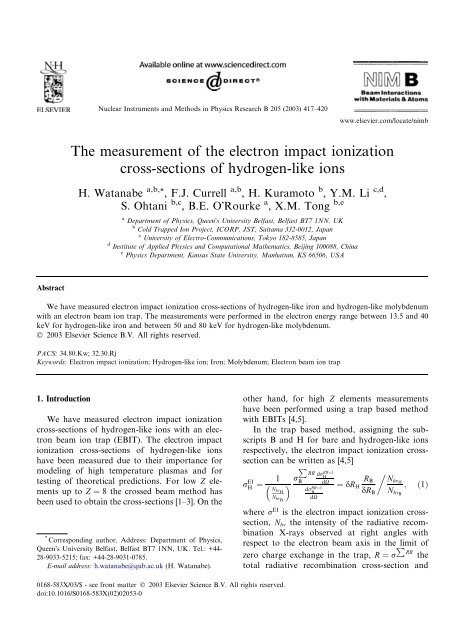 The measurement of the electron impact ionization ... - Tokyo-EBIT