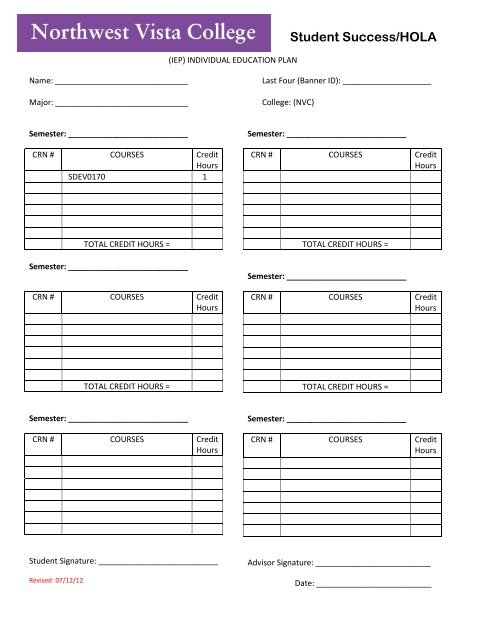 Individual Success Plan Alamo Colleges Individual Success Plan Alamo Colleges