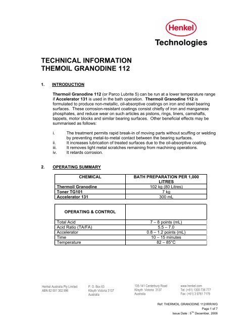 Thermoil Granodine 112 (1234915) - Solvents