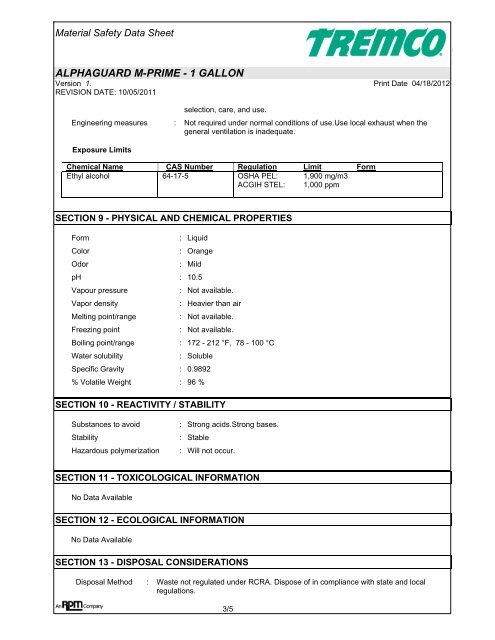 Material Safety Data Shee