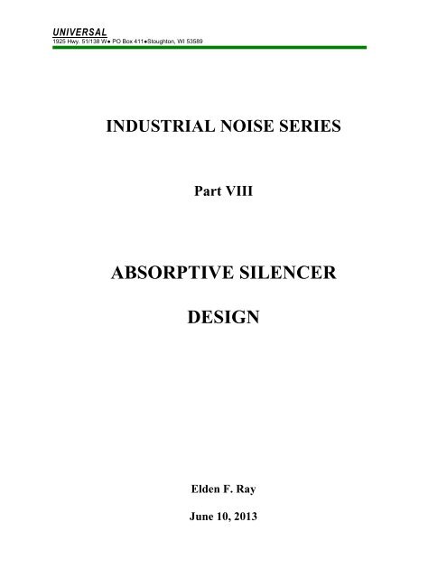 Absorptive Silencer Design - Universal: Acoustic Silencers