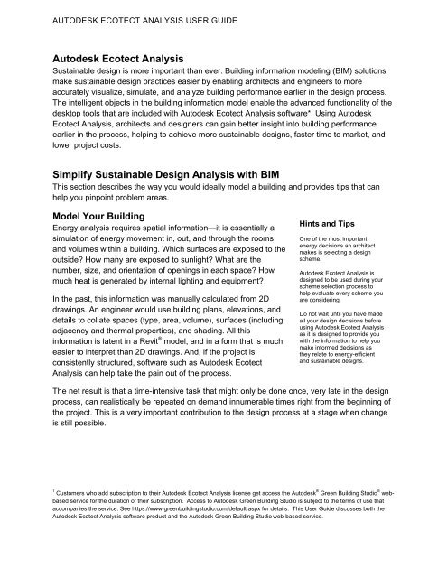 AUTODESK ECOTECT ANALYSIS