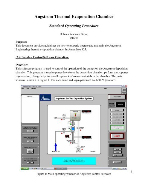 Angstrom Thermal Evaporation Chamber - Unit's home page.