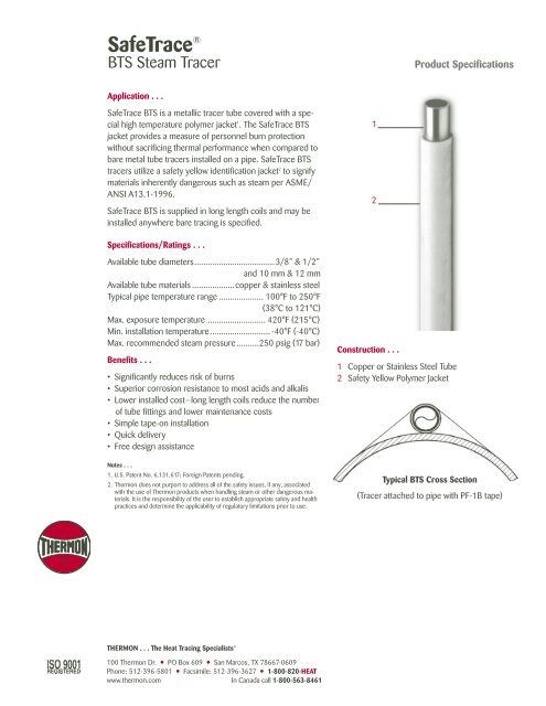 BTS spec sheet TSP0004.indd - Thermon Manufacturing Company