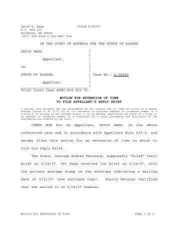 Motion for Extension of Time to File Reply Brief - The Public Index