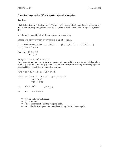 Handout on Pumping Lemma - Suraj @ LUMS