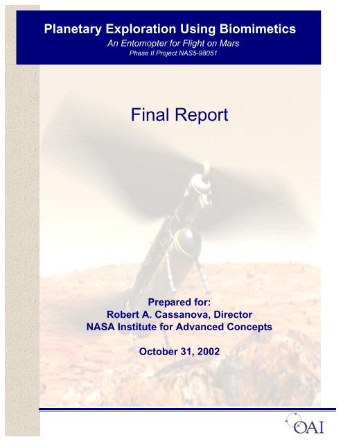 Phase II Final Report - NASA's Institute for Advanced Concepts