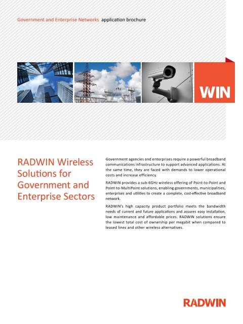 RADWIN Wireless Solutions for Government and Enterprise Sectors