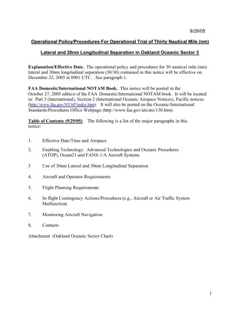 Operational Trial of 30/30 Separation Standards in Oakland ... - NBAA