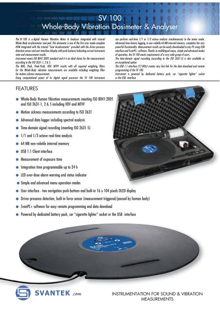 SV 100 Whole-Body Vibration Dosimeter & Analyser