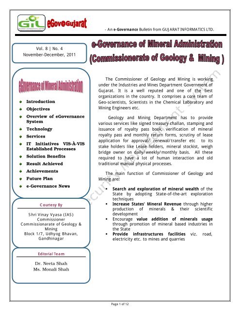 eGovernance of Mineral Administration - Gujarat Informatics Limited