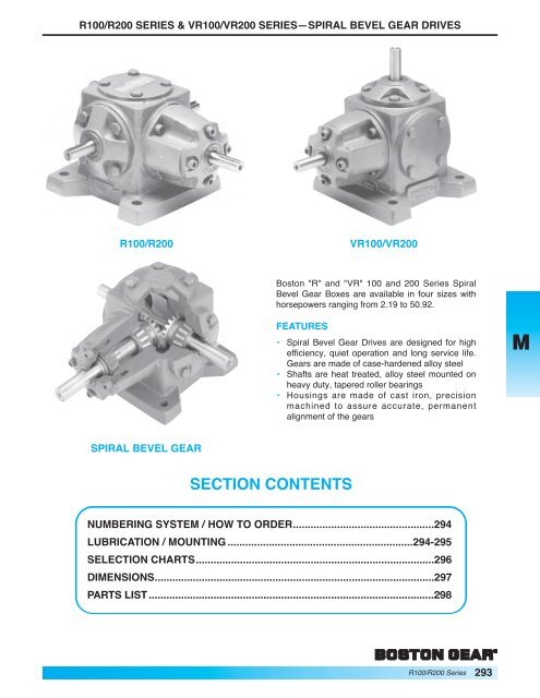 SECTION CONTENTS - Boston Gear