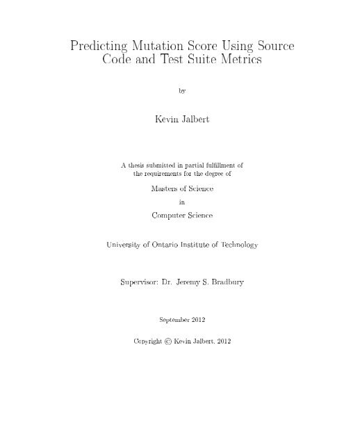 Predicting Mutation Score Using Source Code E Scholaruoit